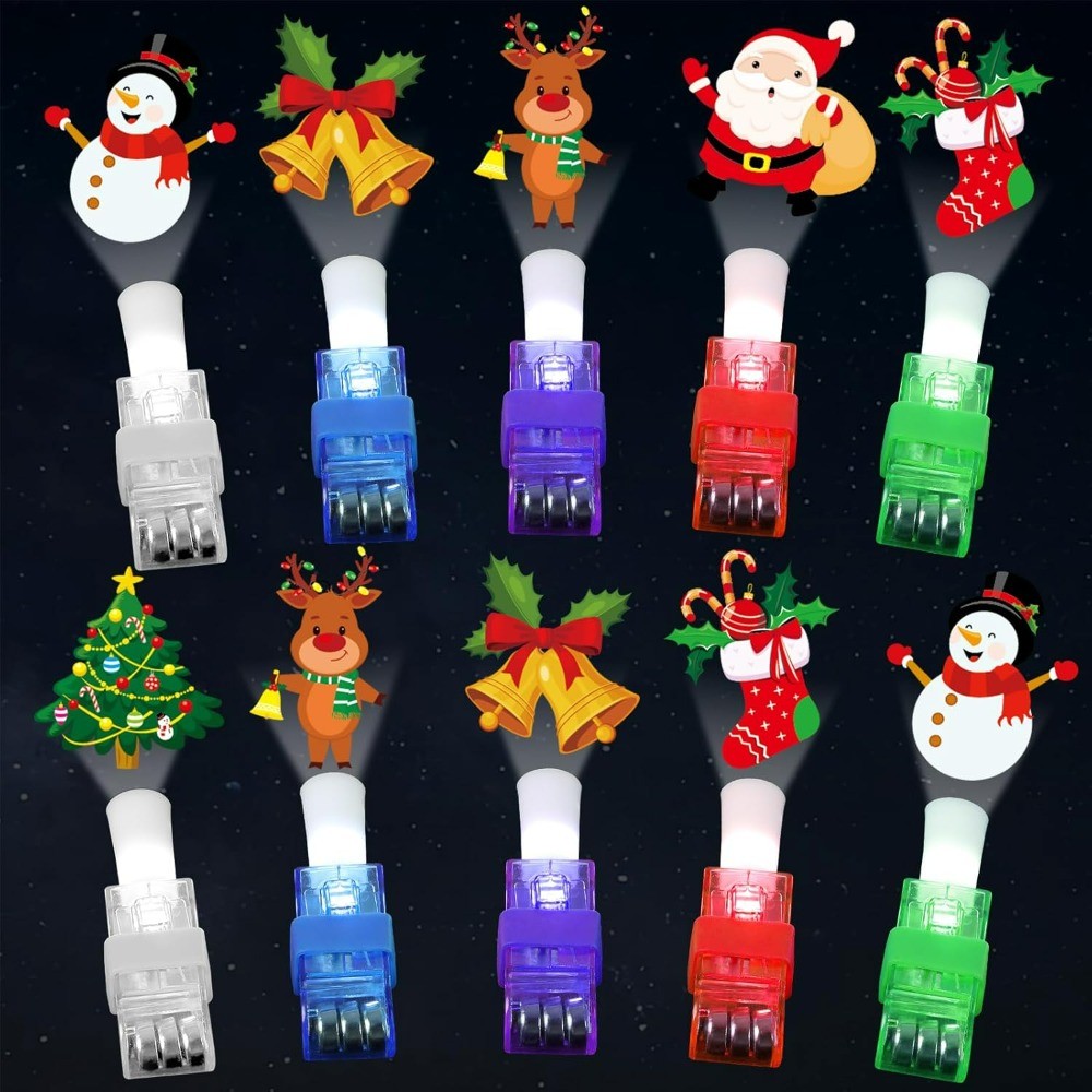 5Pcs Christmas Projection Finger Light - Cartoon Christmas Pattern ...