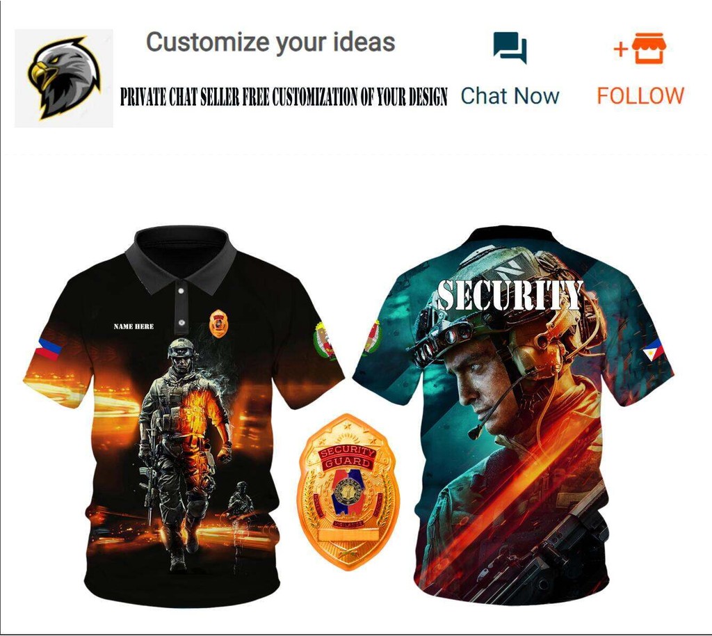 polo shirt- Luminous sublimation design, tactical advancement, security ...
