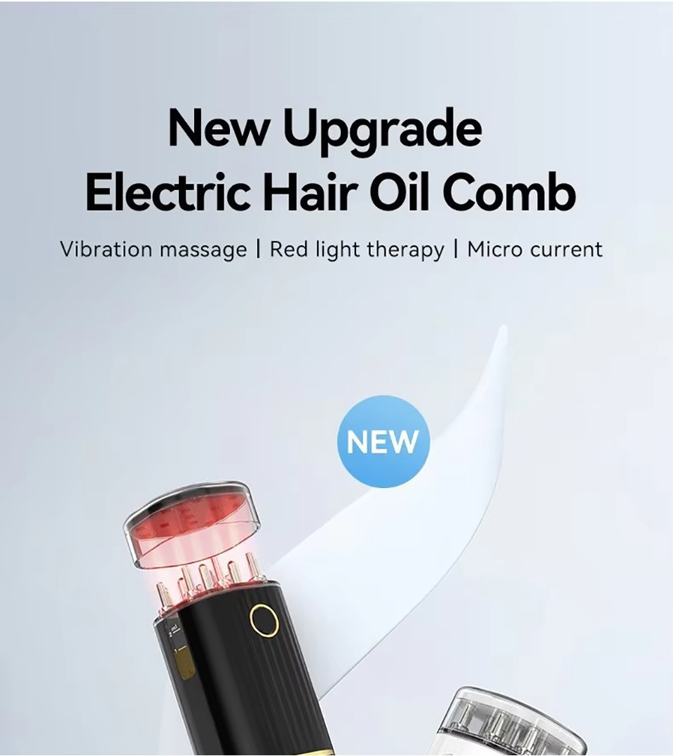 3 In 1 EMS Electric Hair Scalp Massager Brush Hair Oil Applicator LED ...