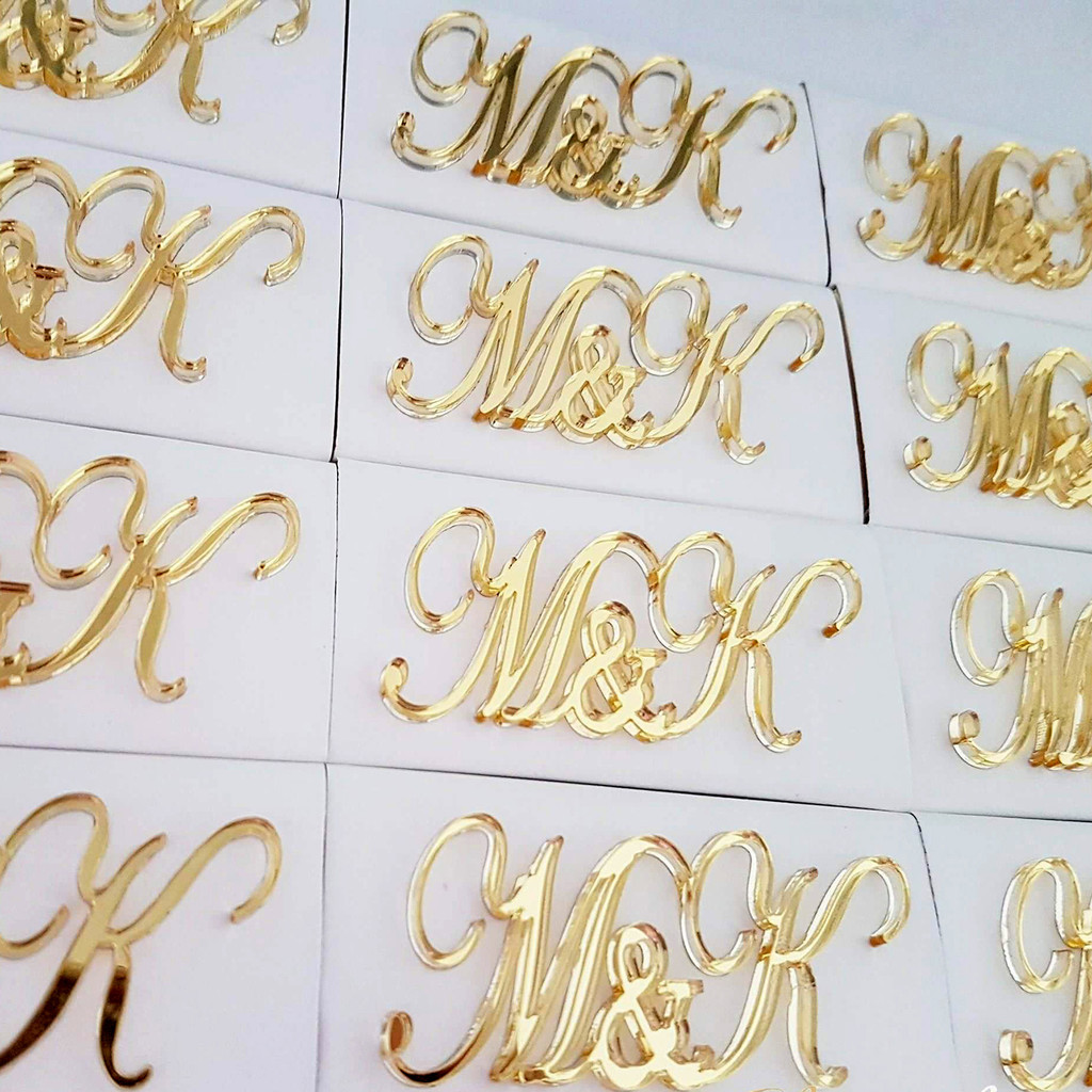 12 Pcs Personalized Gorgeous Gold / Sier Acrylic Wedding Landmark Label ...