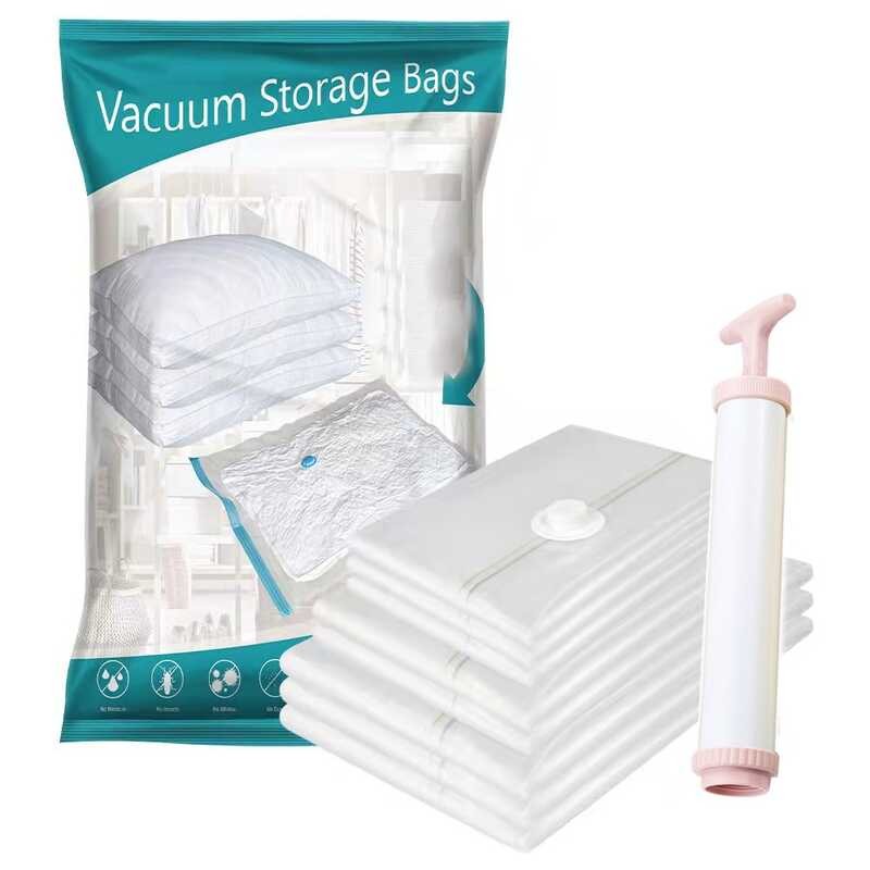 White Styles Vacuum Bag Compressed Travel Storage Resealable Bags ...
