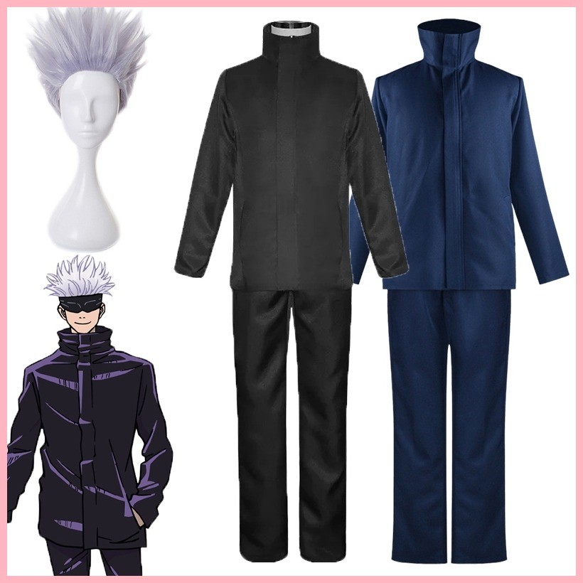 Anime Jujutsu Kaisen Gojo Satoru Cosplay Costume Eye Patch Wigs Suit ...