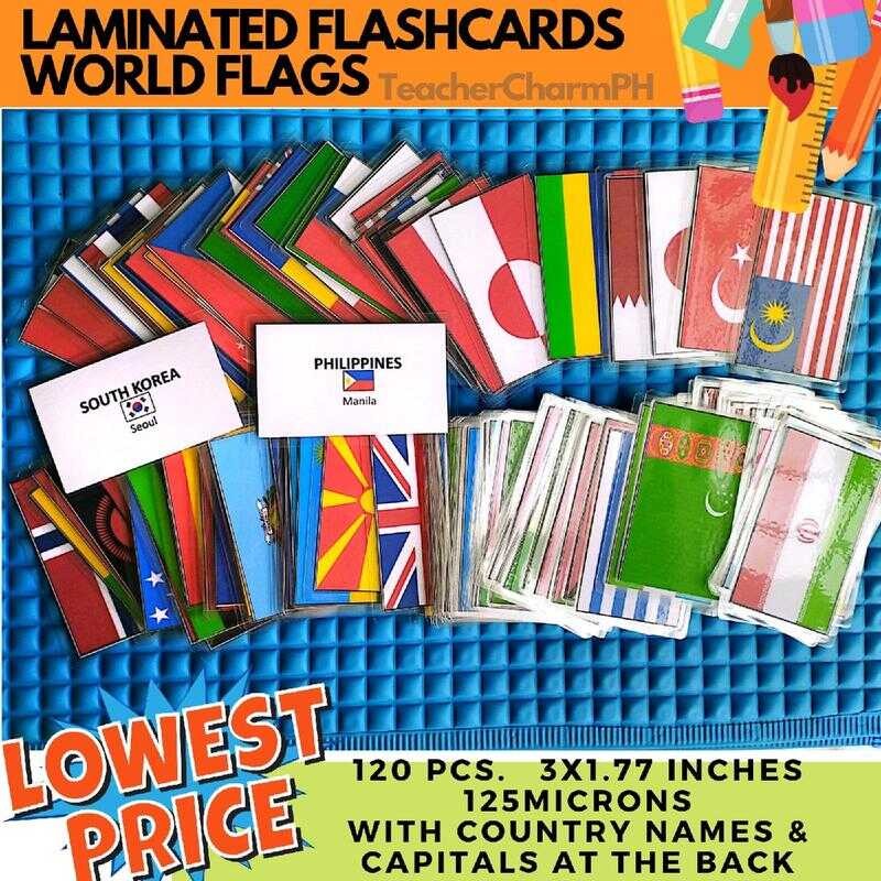 WORLD FLAGS FLASHCARD 120Pcs. With Country Names & Capitals At The Back ...