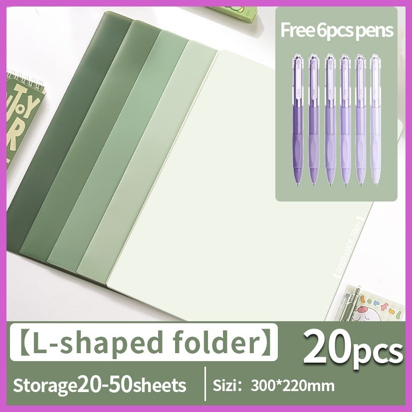 ♟ A4 L-shaped Folder gradient color File Student office supplies ...