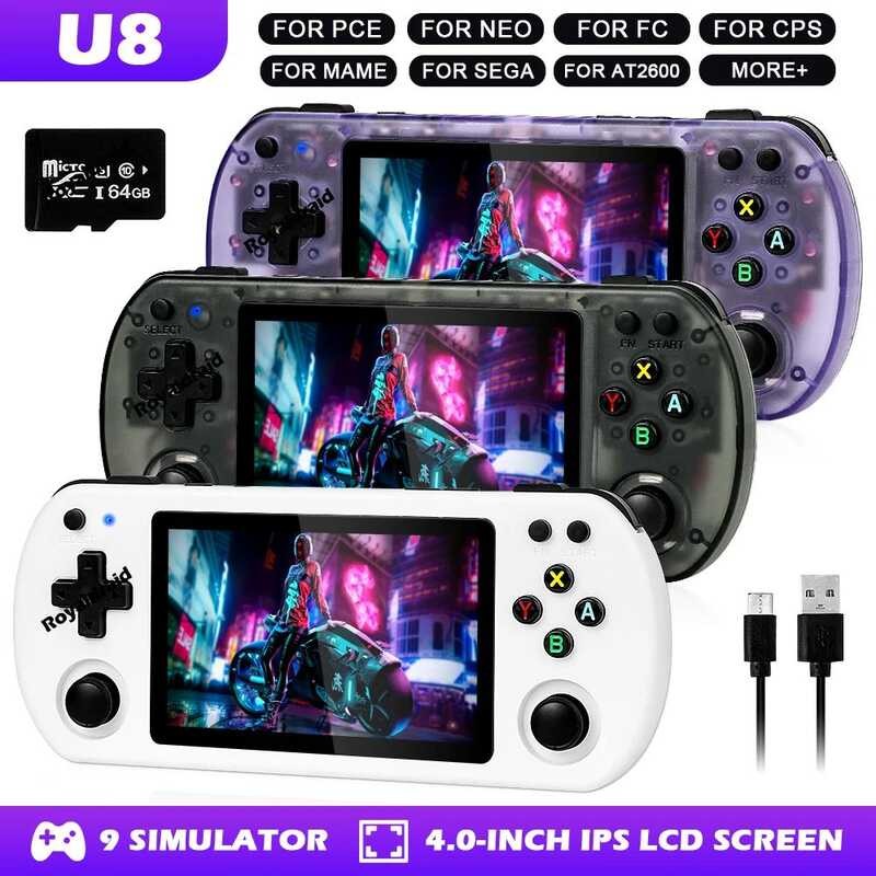 64G 128G U8 Retro Handheld Game Console Linux System 4.0 Inch IPS ...