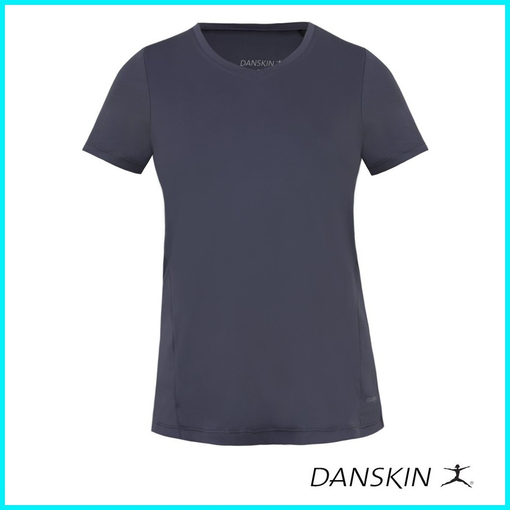 Danskin Gray Short Sleeved Shirt w/ Reflective Logo for Gym Sports Wear ...