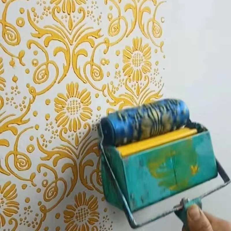 7inch Liquid Wallpaper Art Paint Coating Roller Brush Artifact Rose ...
