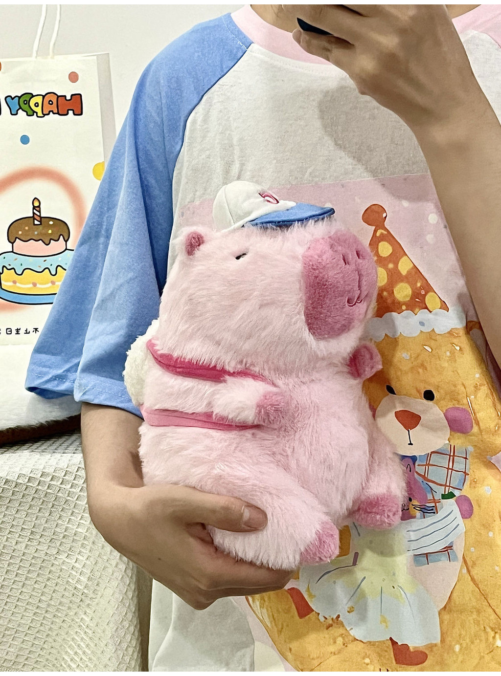 Cute Tennis Sport Capybara Teddy Bear Plush Doll Soft Pink Capybara ...