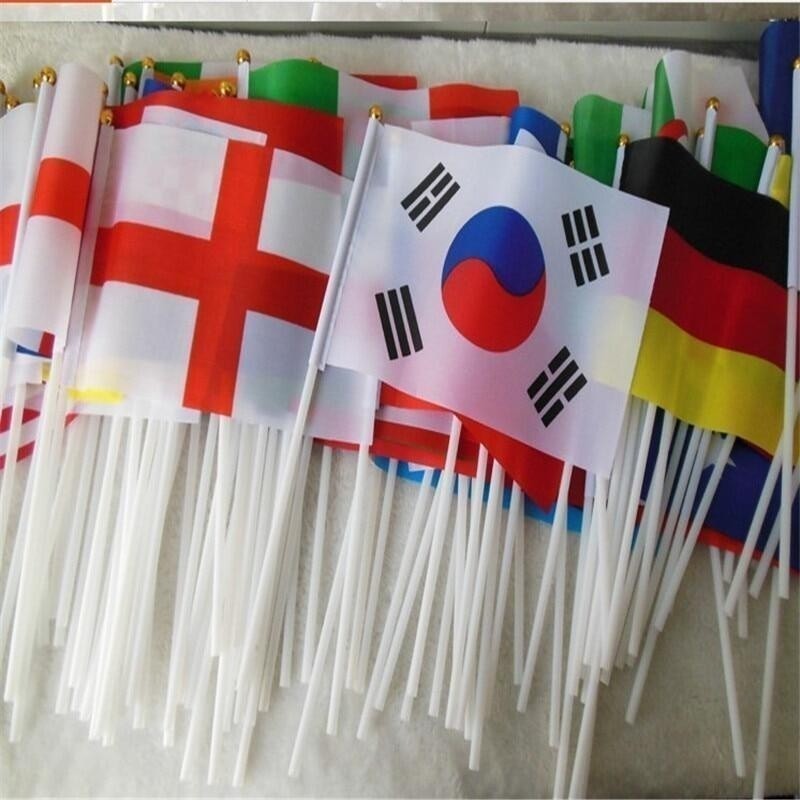 10pcs Hand Held Flag with Poles 14*21 CM 62 Countries World Cup Cheer ...