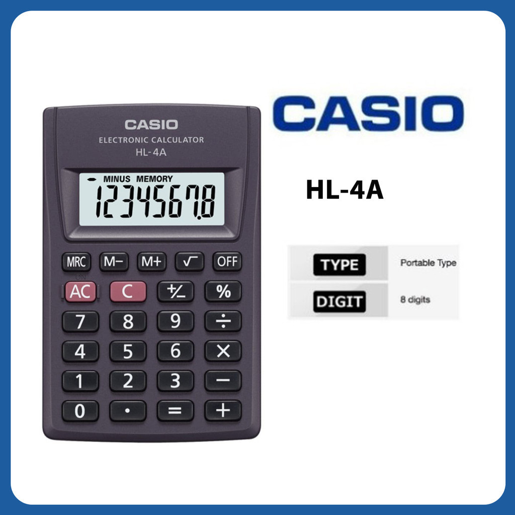 CASIO HL-4A Mini Portable Type Calculator Extra Small Size (8 Digits ...