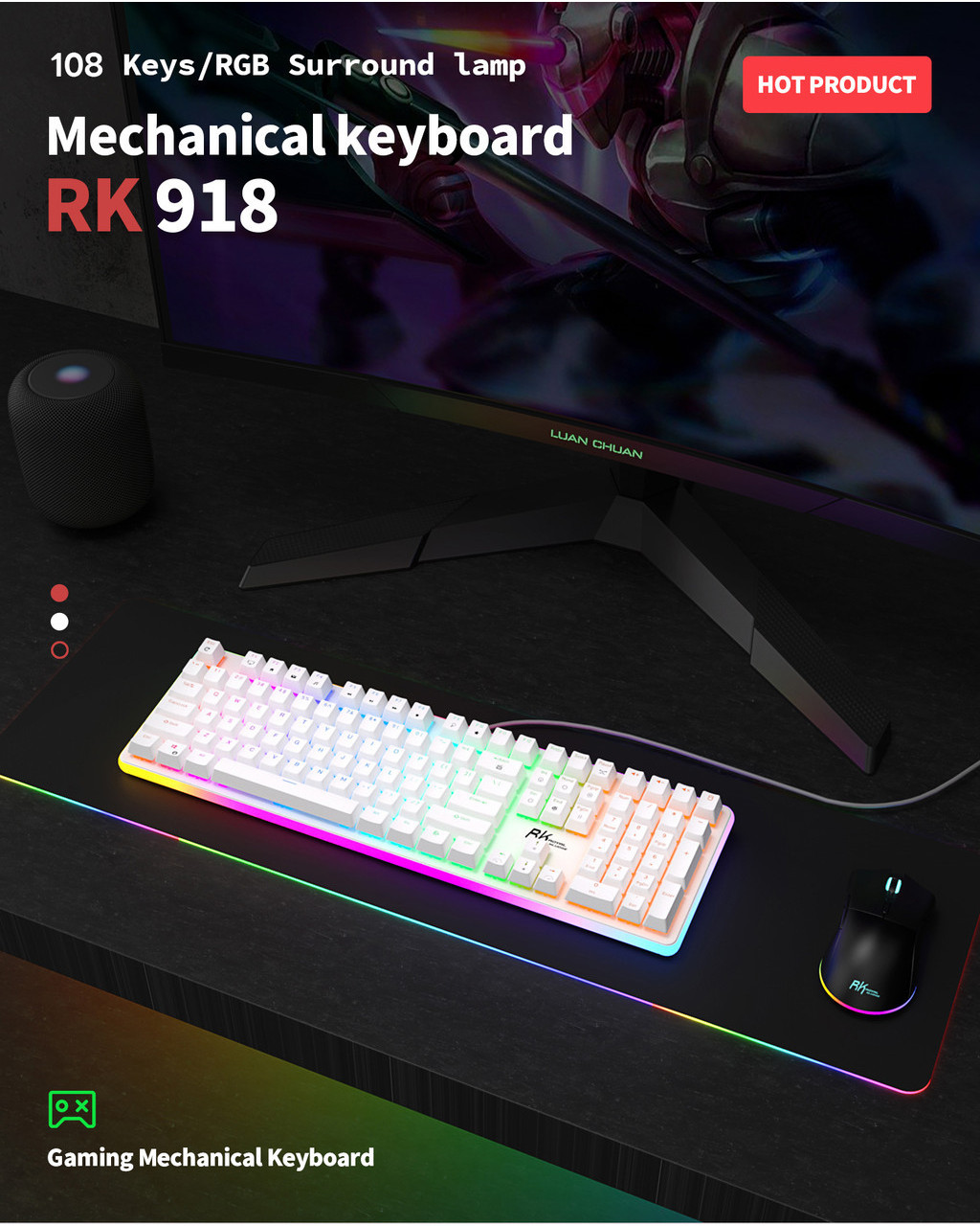 Royal Kludge RK918 Full RGB Backlit Wired Mechanical Keyboard Gateron ...