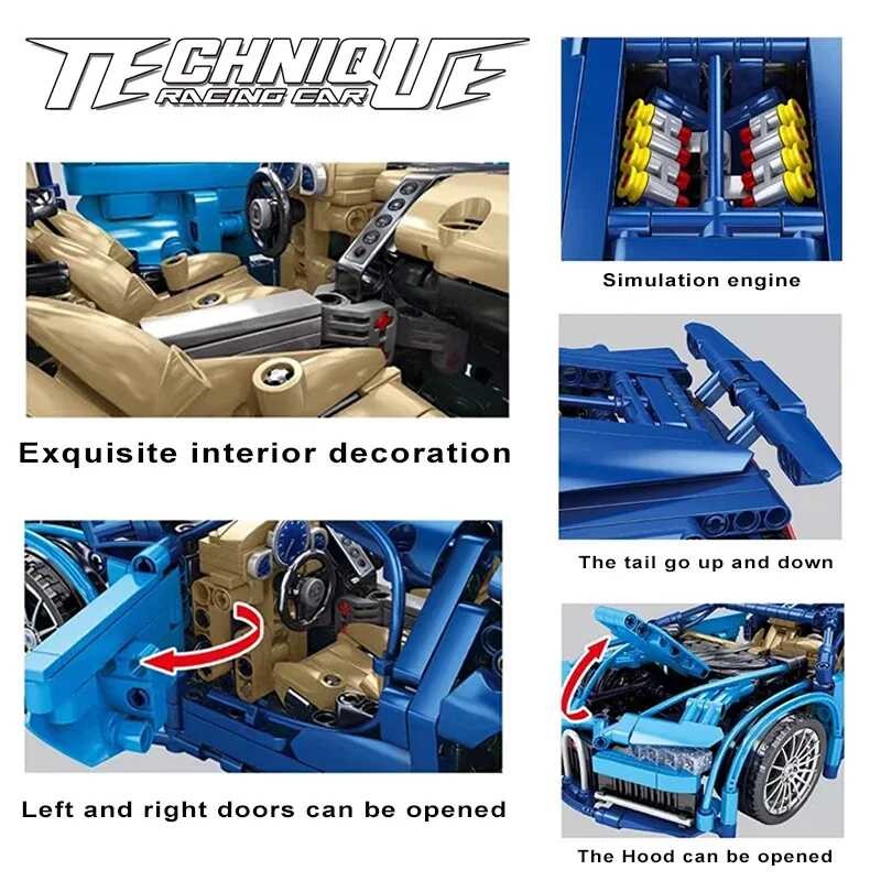 C Technical Bugatti Building Bloc Lamborghini Hypercar Racing Car Model ...