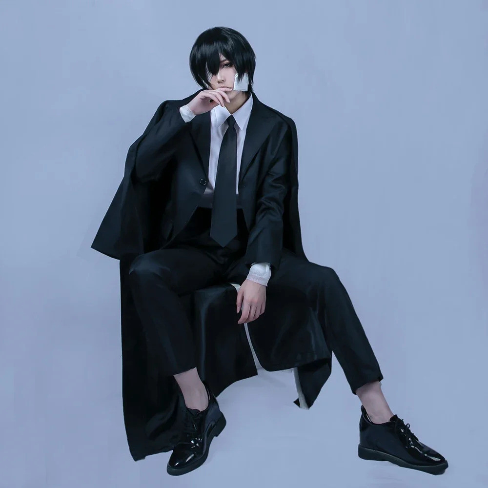 キ Anime Bungo Stray Dogs Dazai Osamu Cosplay Costumes Men Black Uniform ...