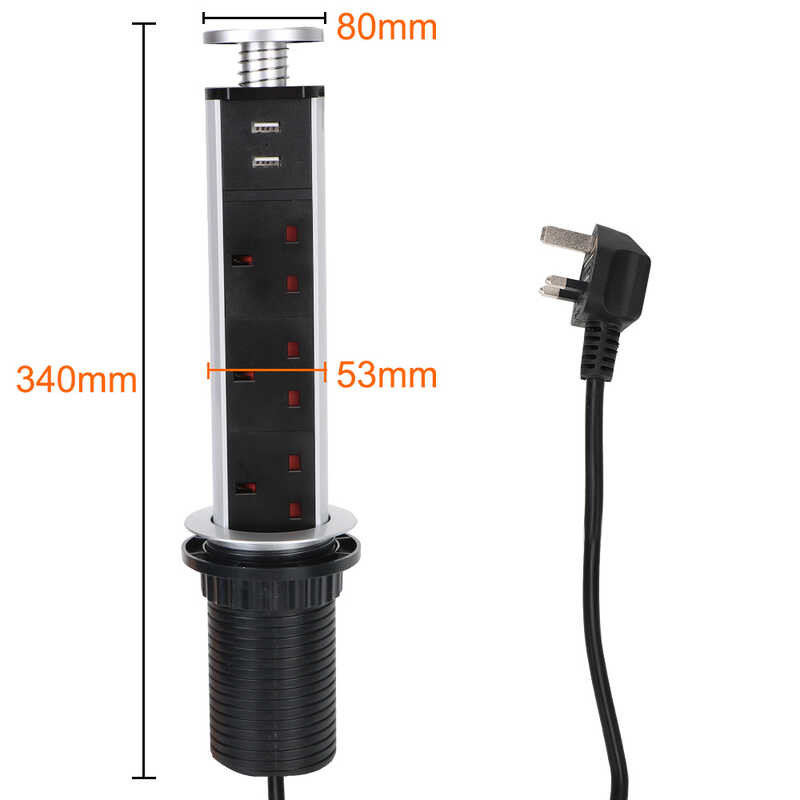 Retractable Socket USB Electrical Oulets 220V Aluminum Shelf Countertop ...