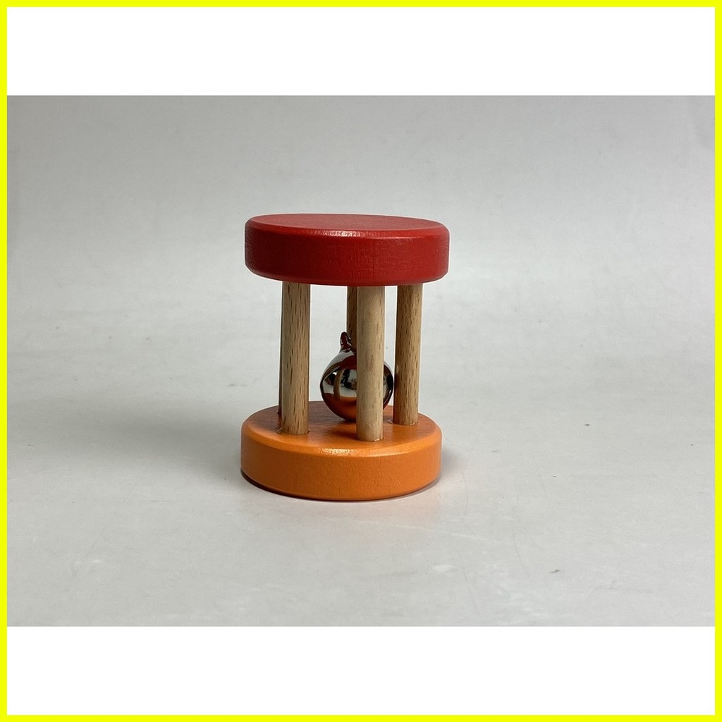 Hoshi Baby Wooden Rolling Rattle Bell Toy, Montessori Wooden Instrument ...