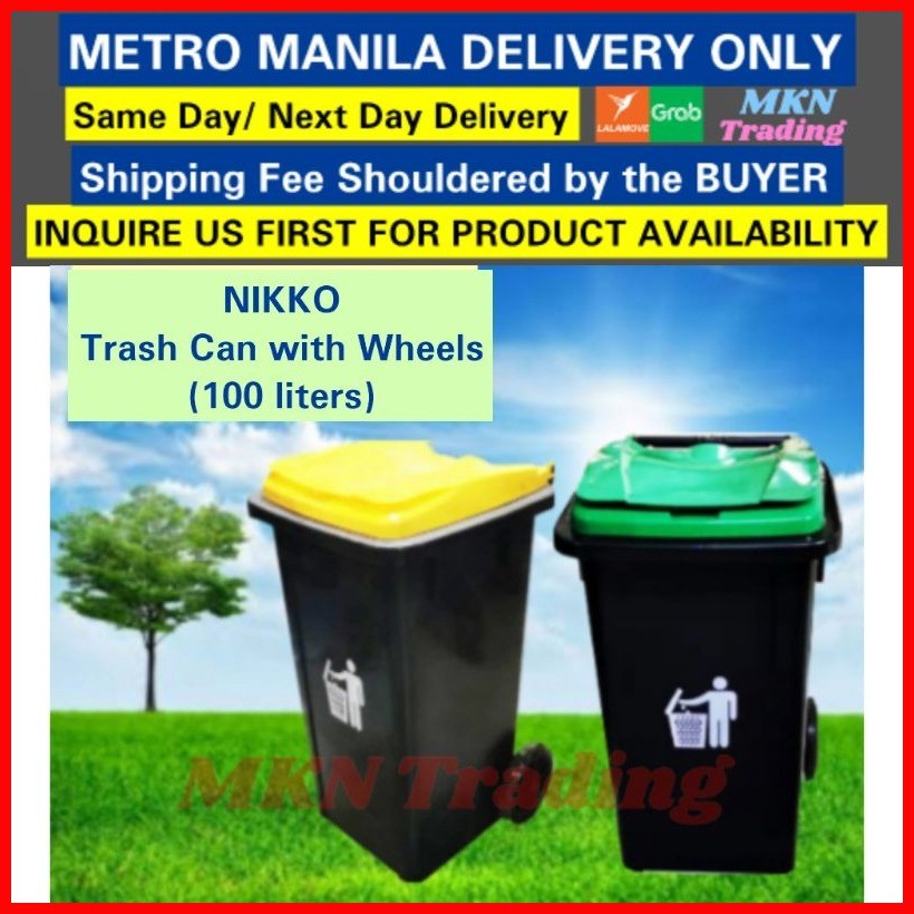 § ∇ Nikko Rolling bin Trash Bin Trash Can with Wheels 100L Basurahan ...