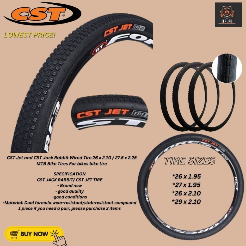 CST Jet and CST Jack Rabbit Wired Tire 26 x 2.10 / 27.5 x 2.25 MTB Bike ...