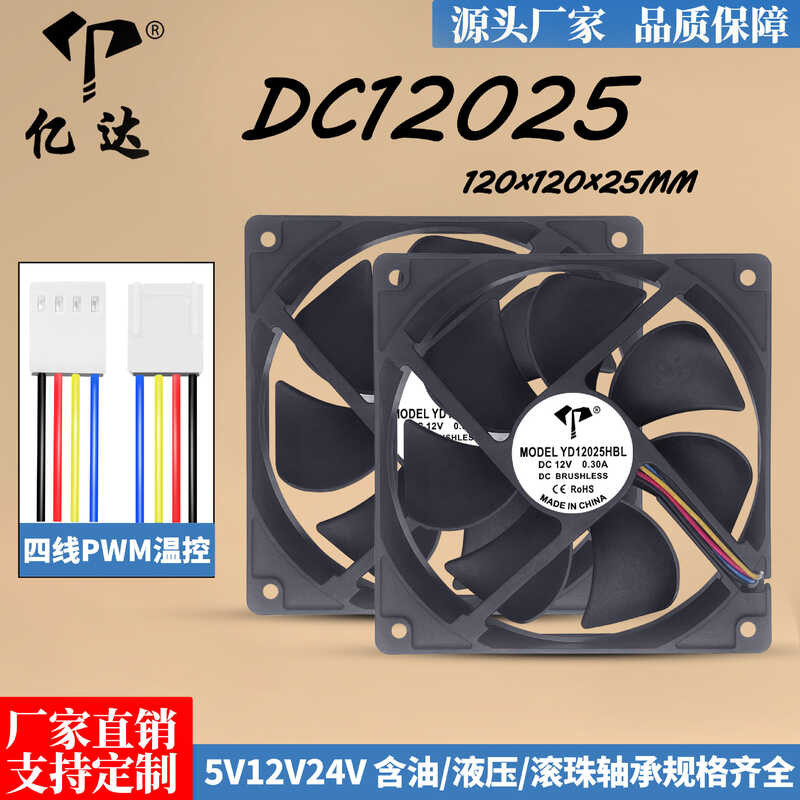 Yida Dc12025 Four Wire Cooling Fan 12V Oil Ball 24V Motherboard PWM Temperature Control Chassis ...