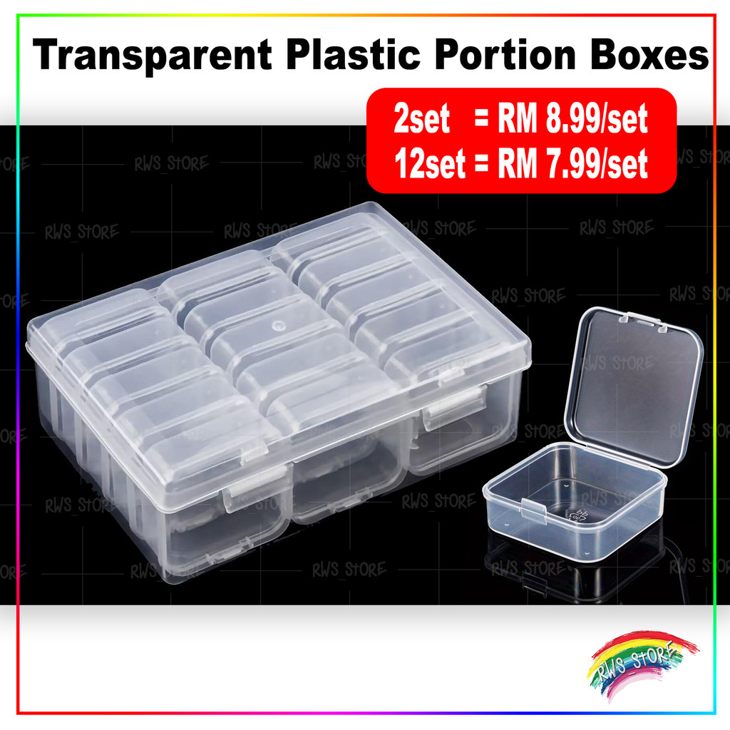 Transparent Plastic Portion Boxes 透明塑料分装盒 Kotak Kecil Plastik | Shopee ...