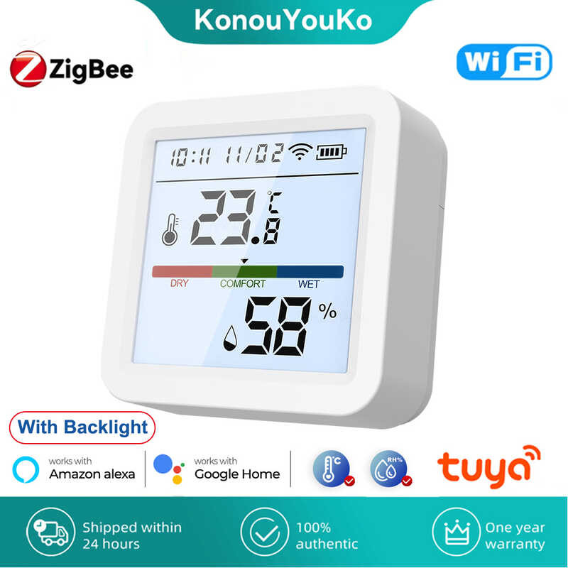 Tuya Wifi Zigbee Temperature Humidity Smart Life Backlight Hygrometer ...