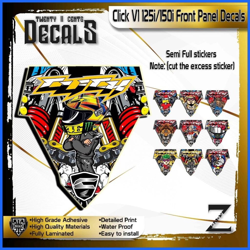 ∯ HONDA CLICK V1 125 / 150 FRONT PANEL High-Quality Decals and Stickers ...