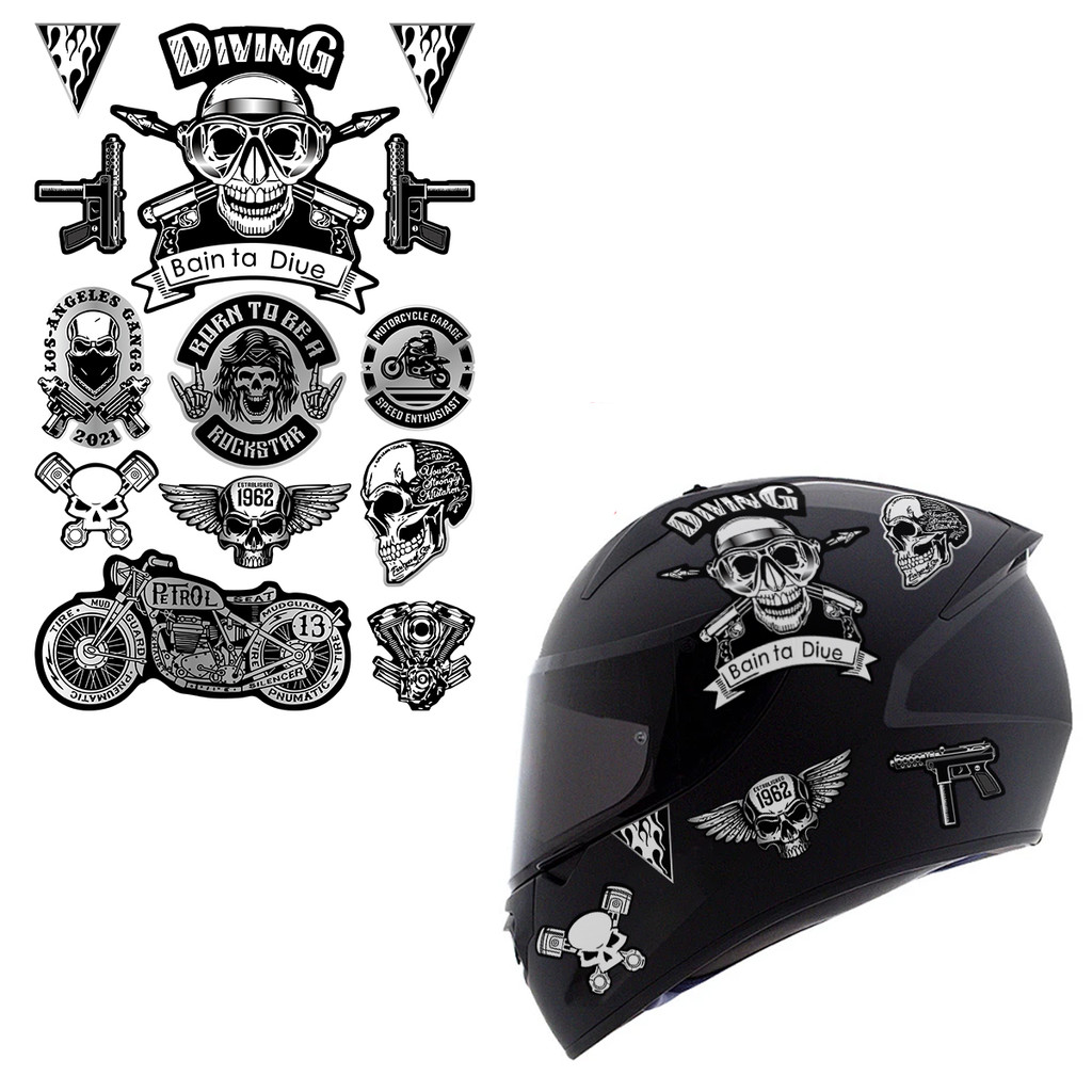 Retro Vintage Skull Motorcycle Car Helmet Trunk Top Box Sticker for ...