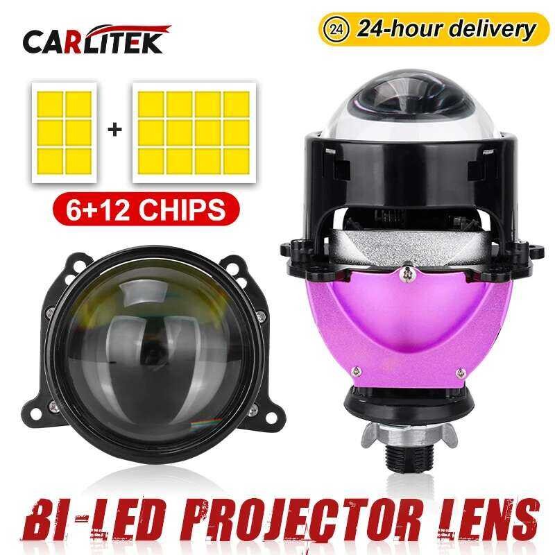 A A 12+6Pc Chips 3.0 Inch Bi Led Projector Lens Halo Lights H4 H7 9005 ...
