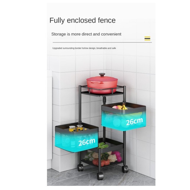 Kitchen Vegetable Rotating Rack Living Room Storage Shelf Corner Rack ...