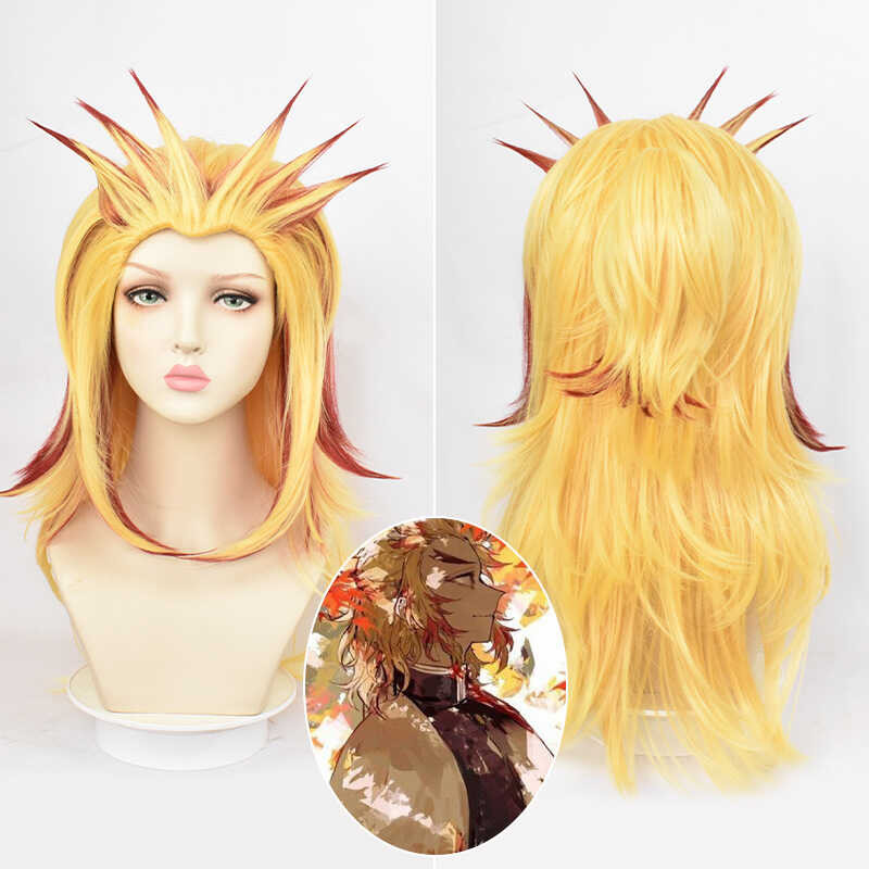X X Piao Yi Demon Slayer Wig Rengoku Kyoujurou Yellow-Red Gradient ...