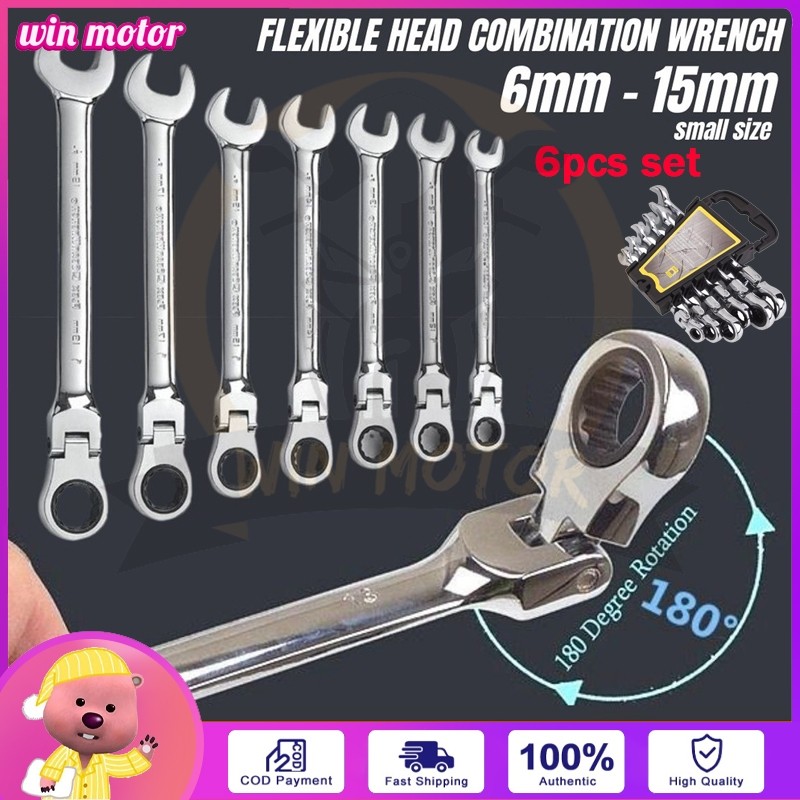 6pcs Activities Ratchet Gears Wrench Set Torque Wrench Spanner 8-17mm ...