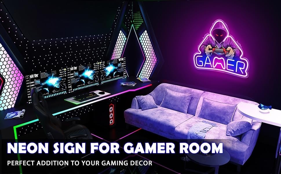 Gaming Neon Signs Gamer Neon LED Signage for Gamer Room Decor, Dimmable ...