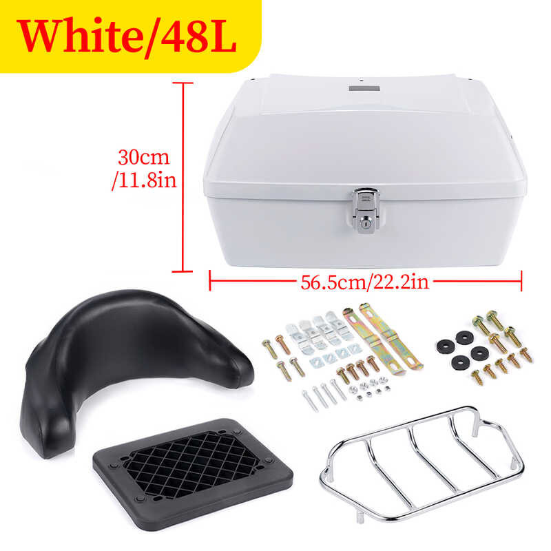 48L Universal Rear Storage Box Tail Lage Case Toolbox Scooter ...