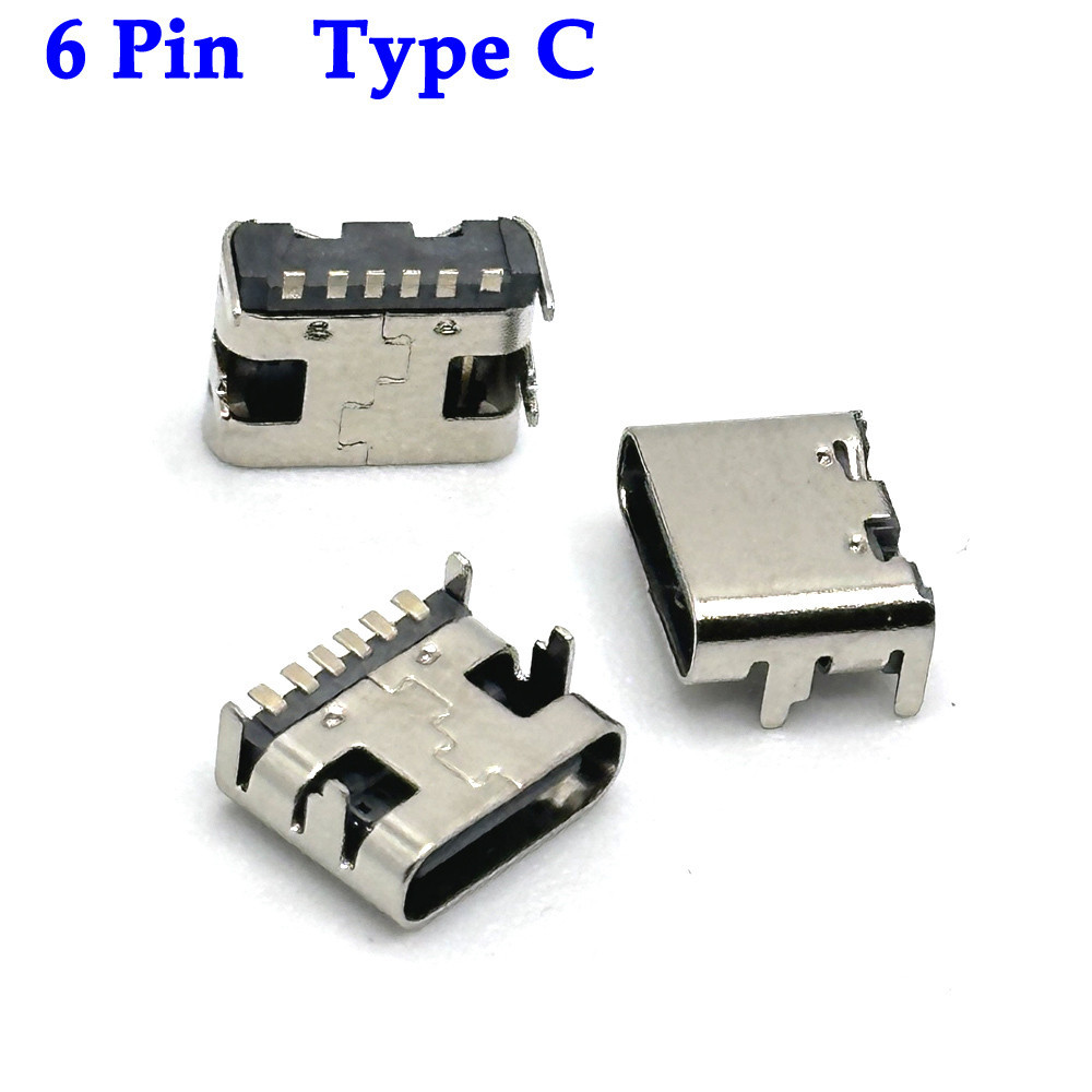 5-50pcs 6 Pin Socket Connector Micro USB Type C 3.1 Female Placement ...
