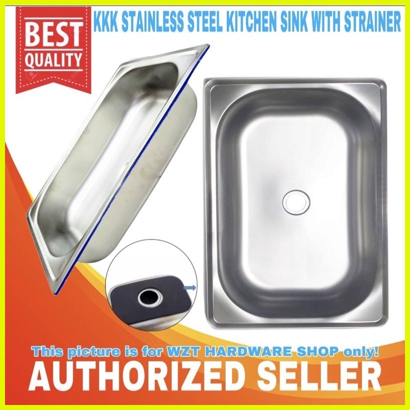 ☑ KKK Sus - 304 Stainless Steel Kitchen Sink Single Bowl w / Free Pvc ...