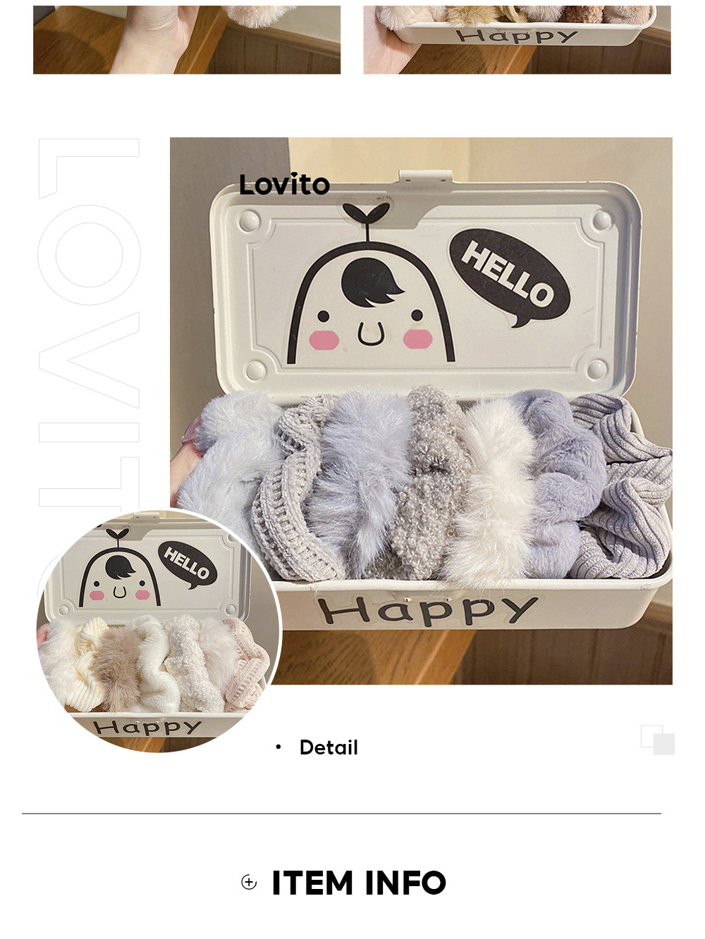 Lovito Women Casual Plain Faux Fur Pattern Round Seven Piece Furry Of ...