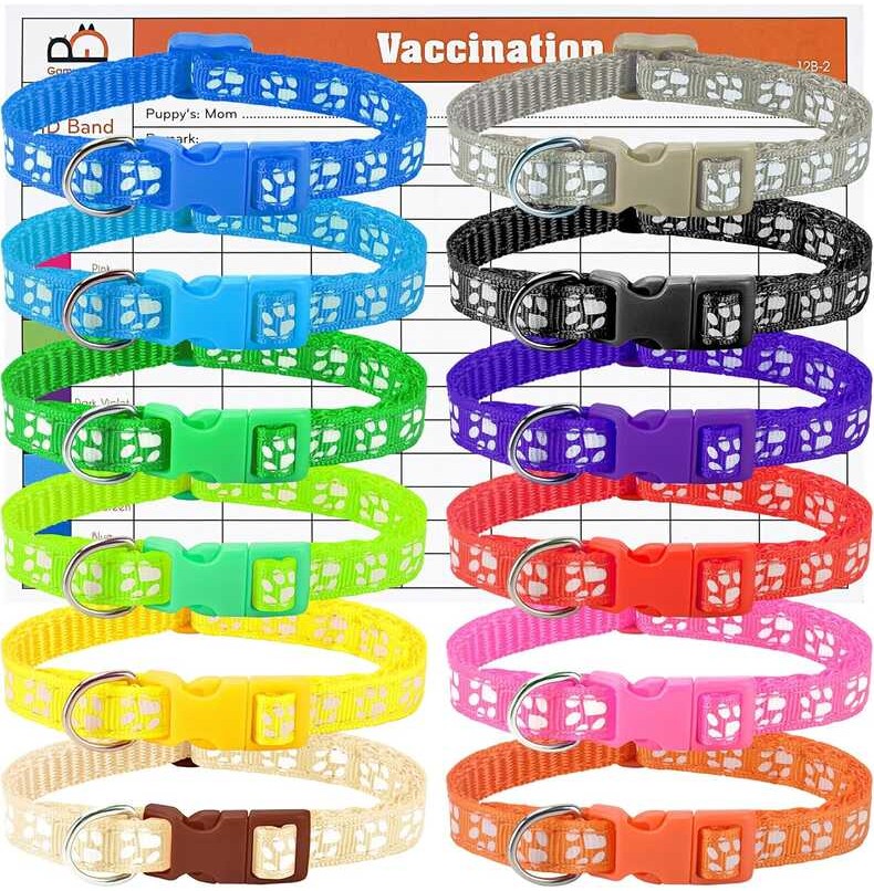 GAMUDA Super Soft Nylon Whelping Puppy ID Adjustable Breakaway Litter ...