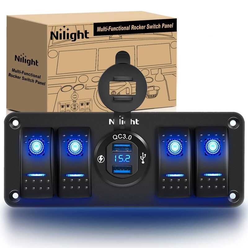 4 Gang Nilight joystick switch panel with charger, voltmeter ...