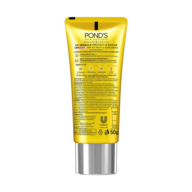 Pond's UV Miracle Bright Sunscreen SPF 50+ Pa+++ 50G | Shopee Philippines