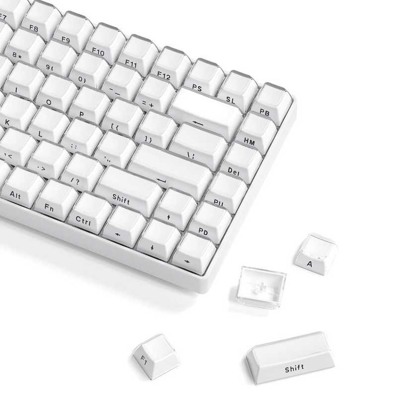 Jelly WOMIER 113 Round White Side Keycaps Ice Crystal Translucent Pink ...