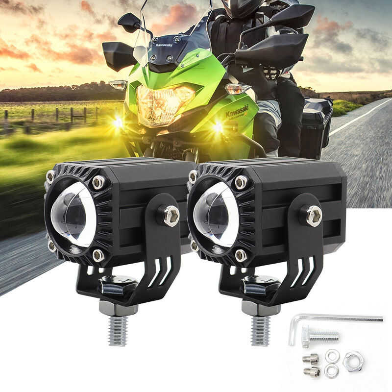 Driving Motorcycle Led Fog Lamp Dual Color Projector Lights Driving ...