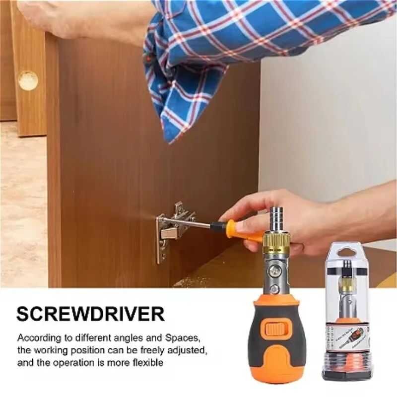 8 In 1 Precision Ratchet Screwdriver 180 Degree Pivoting Adjustable ...