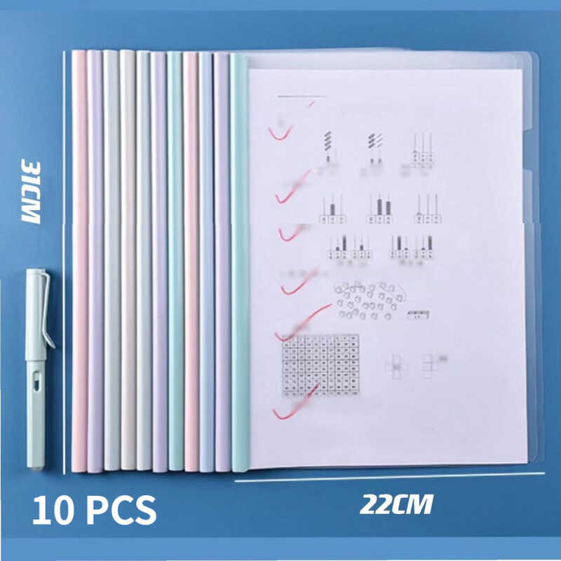 10Pcs Folder A4 Thickening Transparent Sliding For Paper Organizer ...