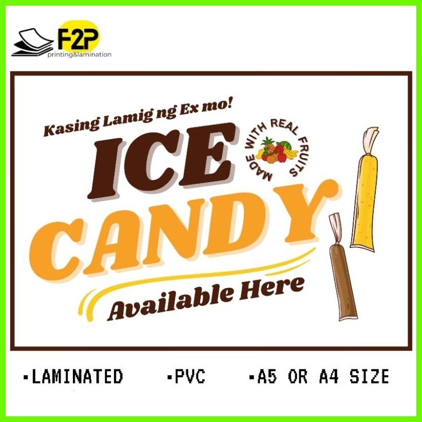 ⭐ ICE CANDY STORE SIGN (LAMINATED/PVC) | Shopee Philippines