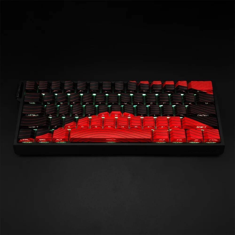 Black Contour and Red Side Engraved Translucent PBT 128 Key Cherry ...