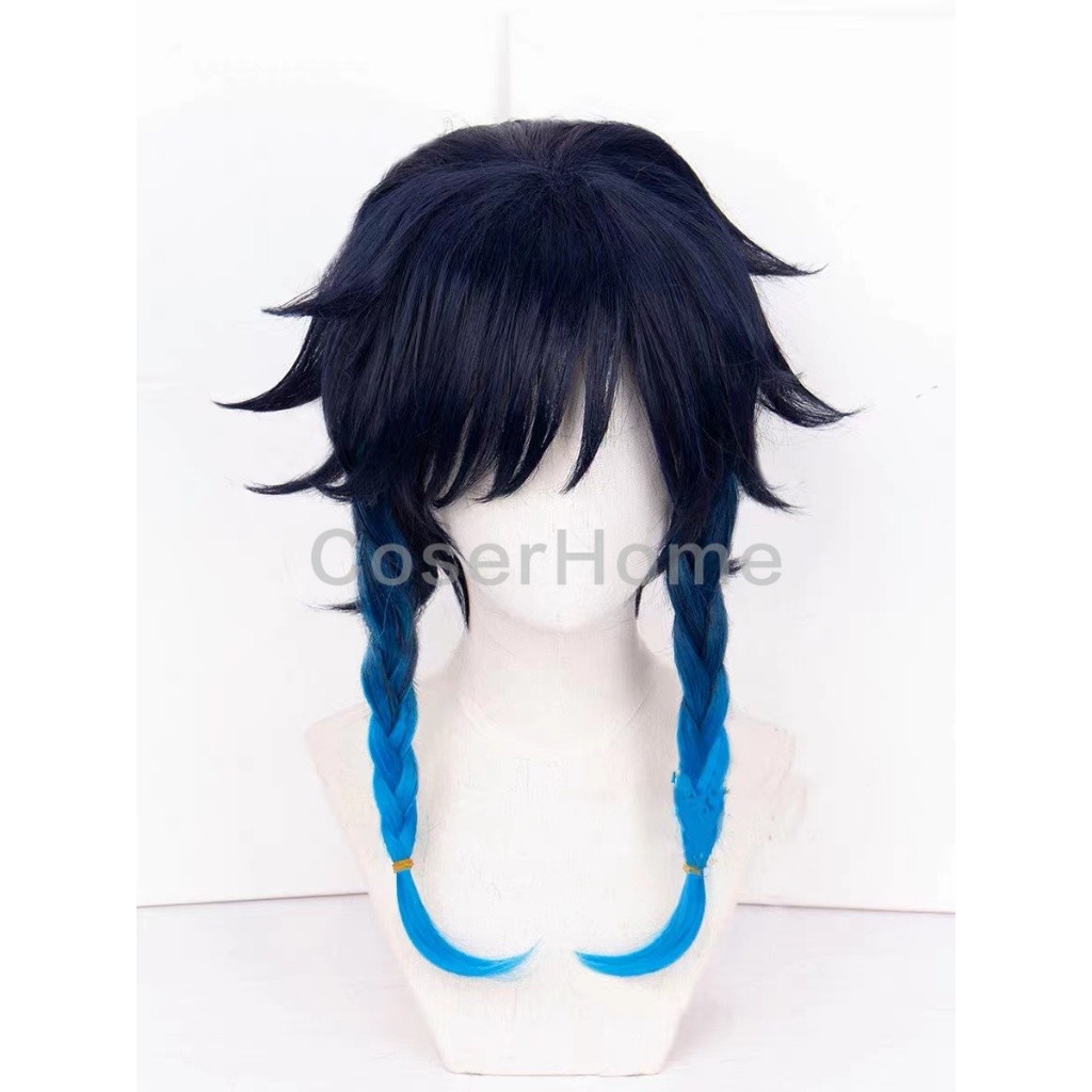 Genshin Impact Venti Cosplay Venti Wig for Women Adult Girl Boy Blue ...