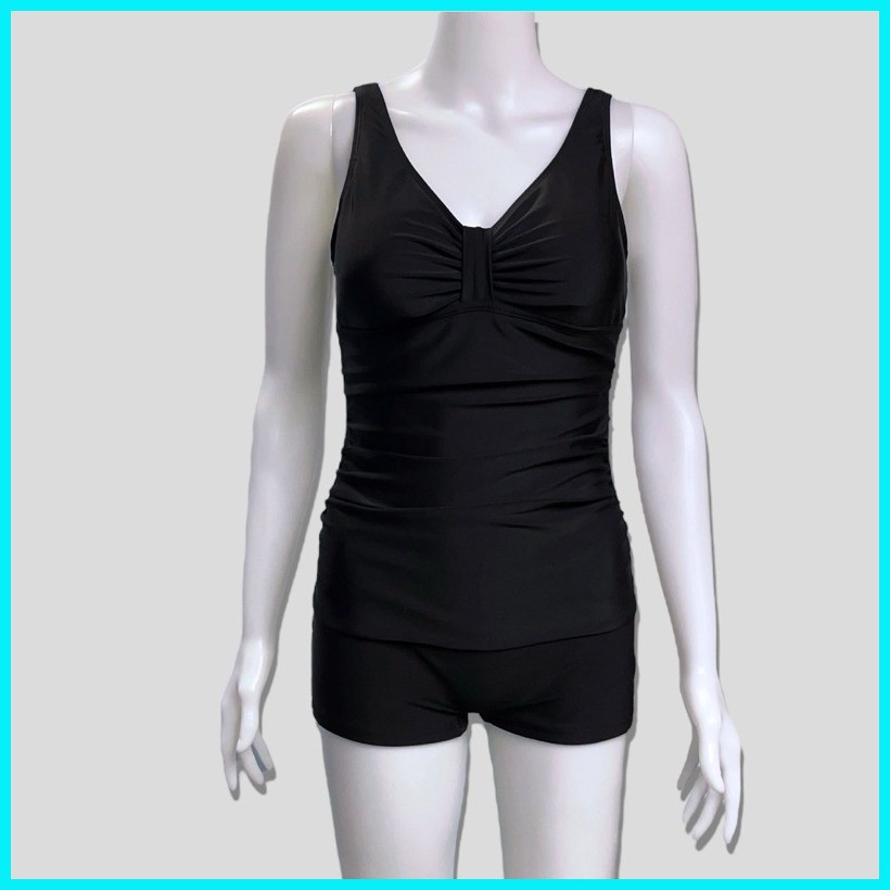 Womens Padded One-piece Conservative Swimsuit Belly-covering One Piece ...