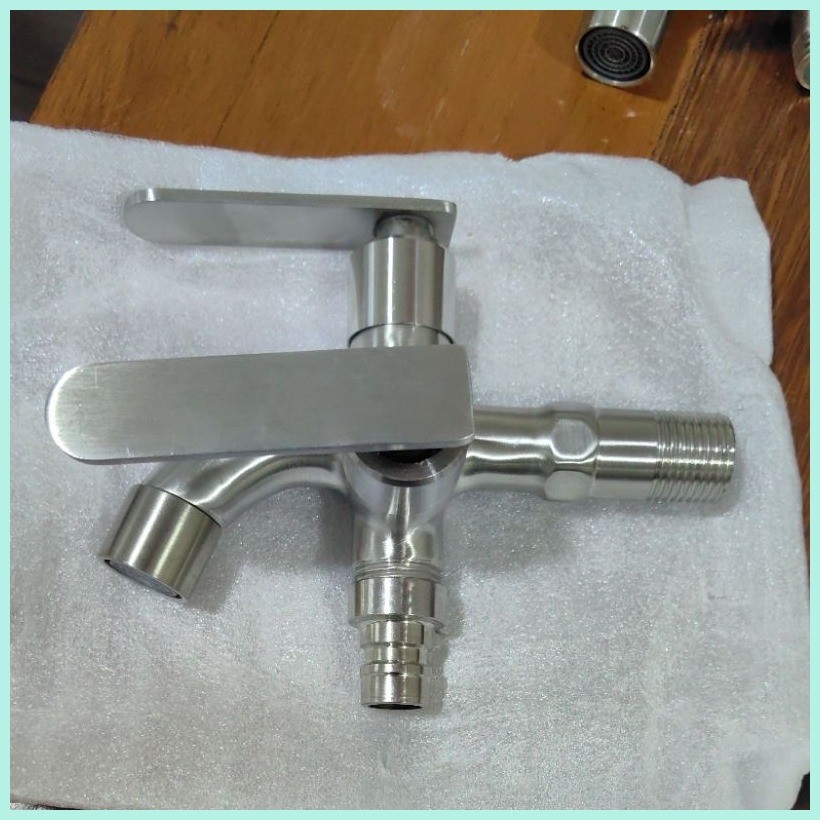 SUS304 Two Way Faucet Valve Bathroom Kitchen Wall Mounted Faucet 1 in 2 ...