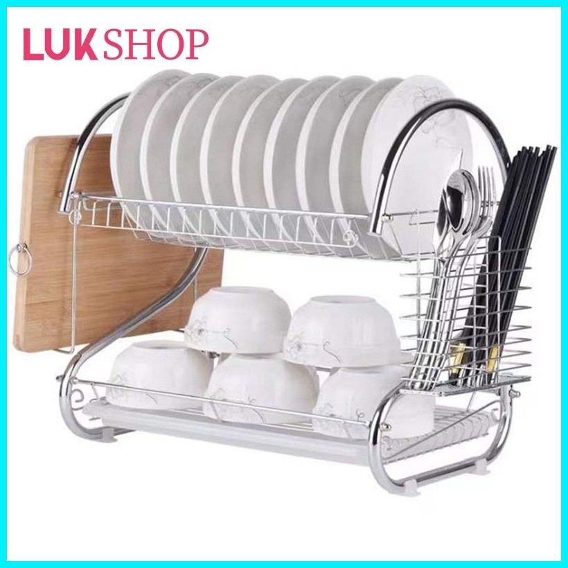LUK 2 Layers Stainless Dish Drainer Rack Kitchen Organizer | Shopee ...