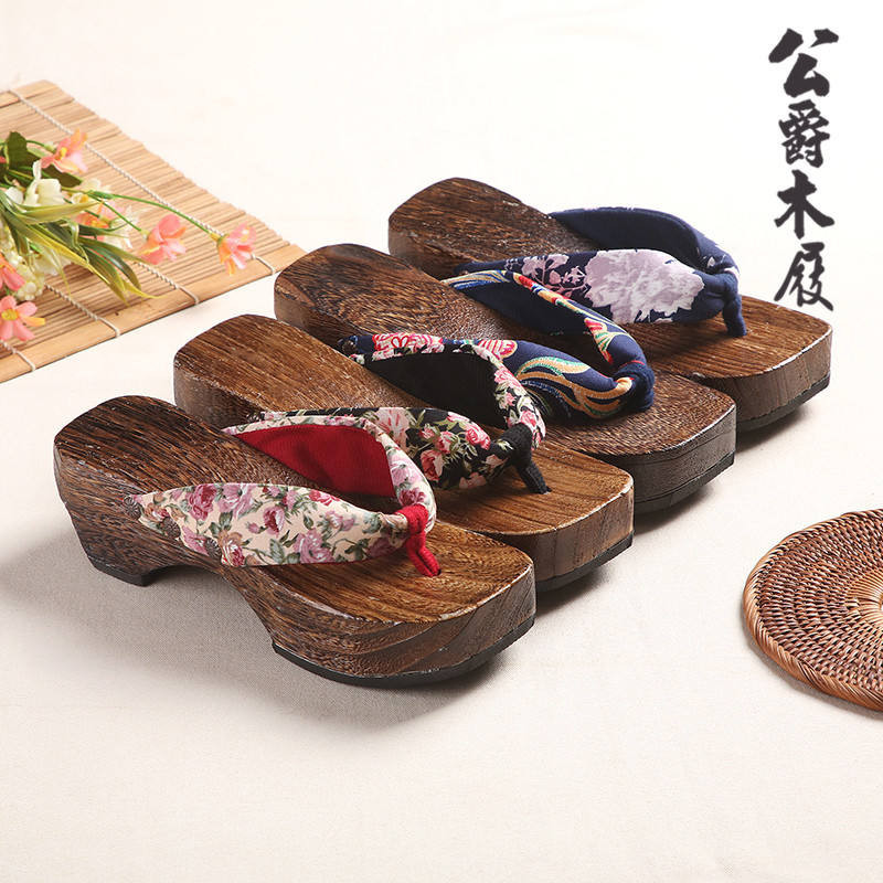 Wooden Slippers Sandals Special Offer Japanese Style Wooden Satin High ...