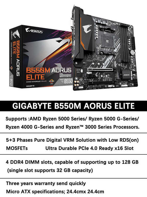 GIGABYTE ¤ B550m AORUS ELITE Ba Micro-Atx AMD B550 Socket Am4 ...
